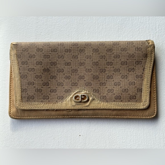Gucci | Bags | Gucci Vintage Tan Micro Gg Monogram Long Wallet | Poshmark